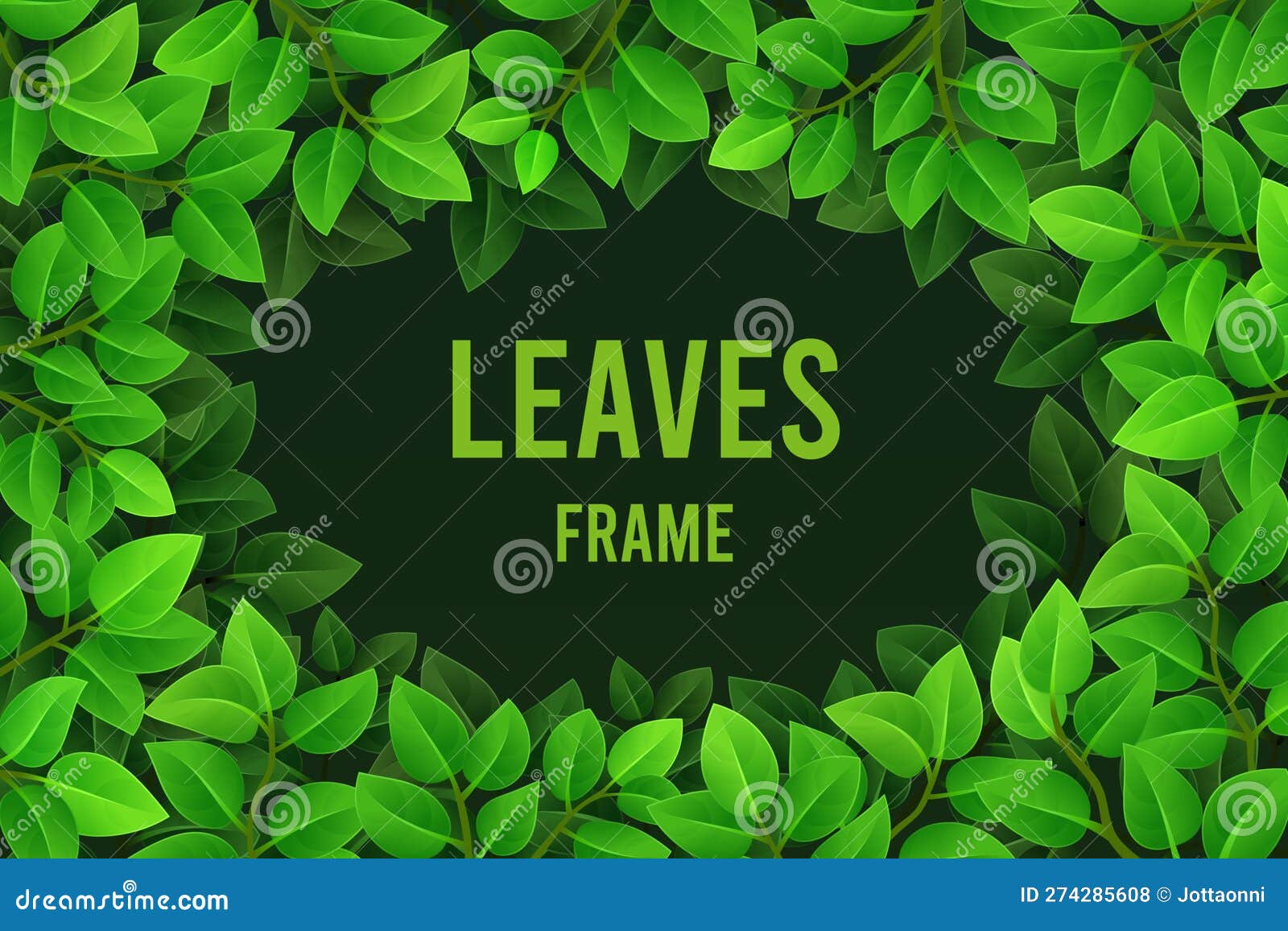 Rectangular Frame of Young Green Leaves with an Oval Opening and Depth ...