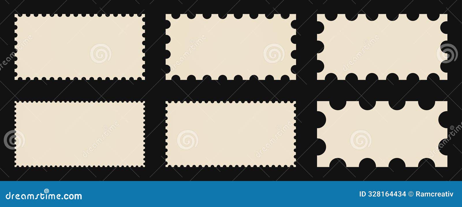 Rectangular Frames for Postage Stamps. Set of Borders for Letters ...