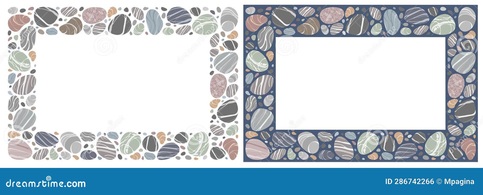 Rectangular Frames Set with Pebble or Sea Rocks Stock Vector ...
