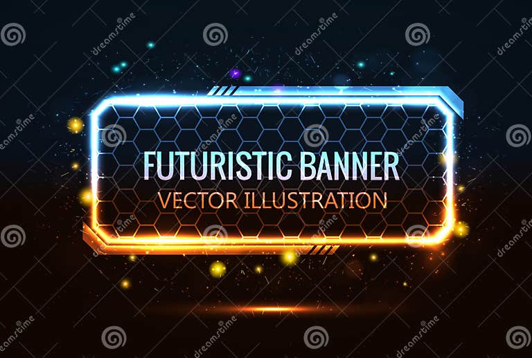 Rectangular Futuristic Banner Stock Illustration - Illustration of ...