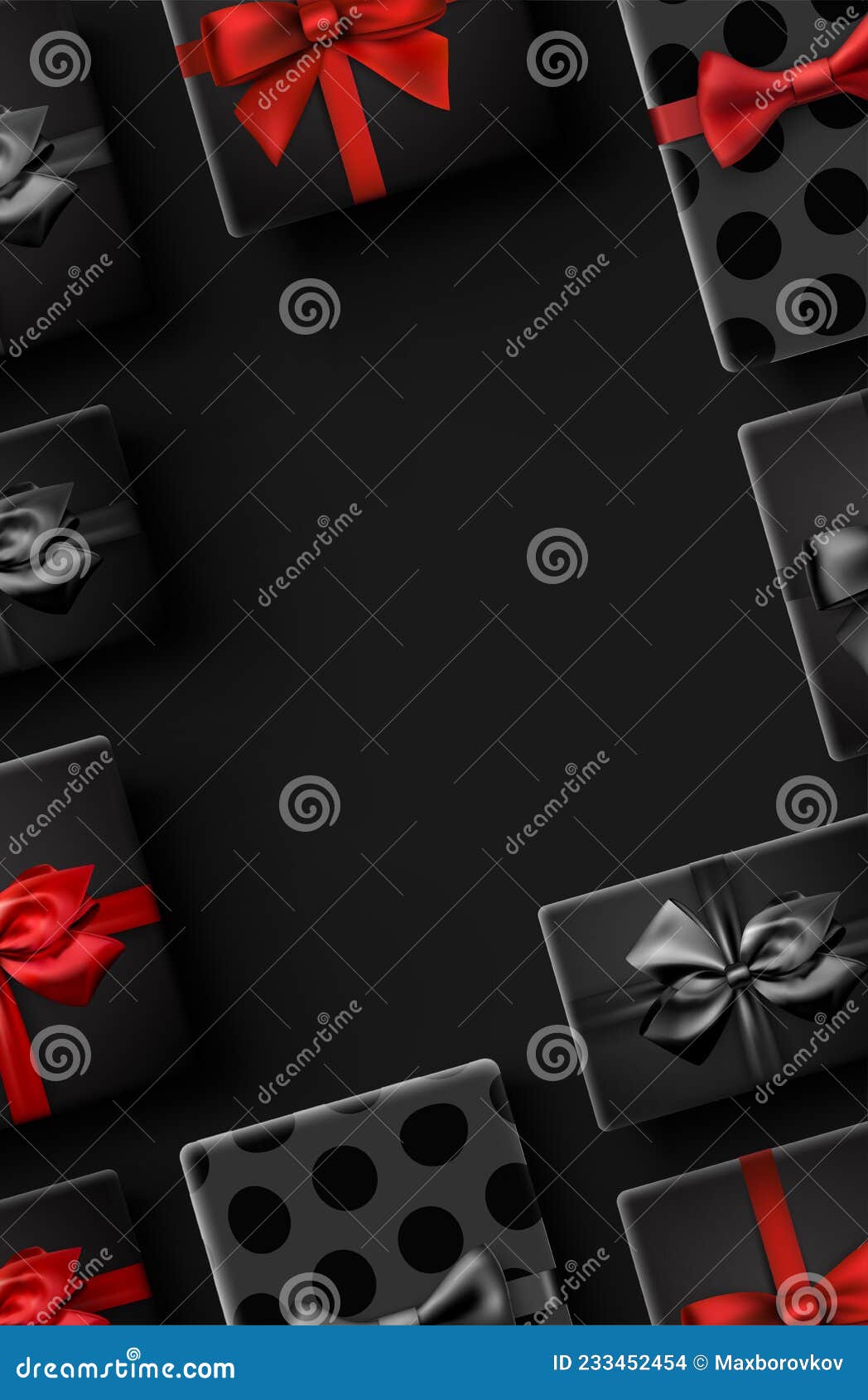 Rectangular Gift Boxes with Beautiful Bow Pattern Stock Vector ...