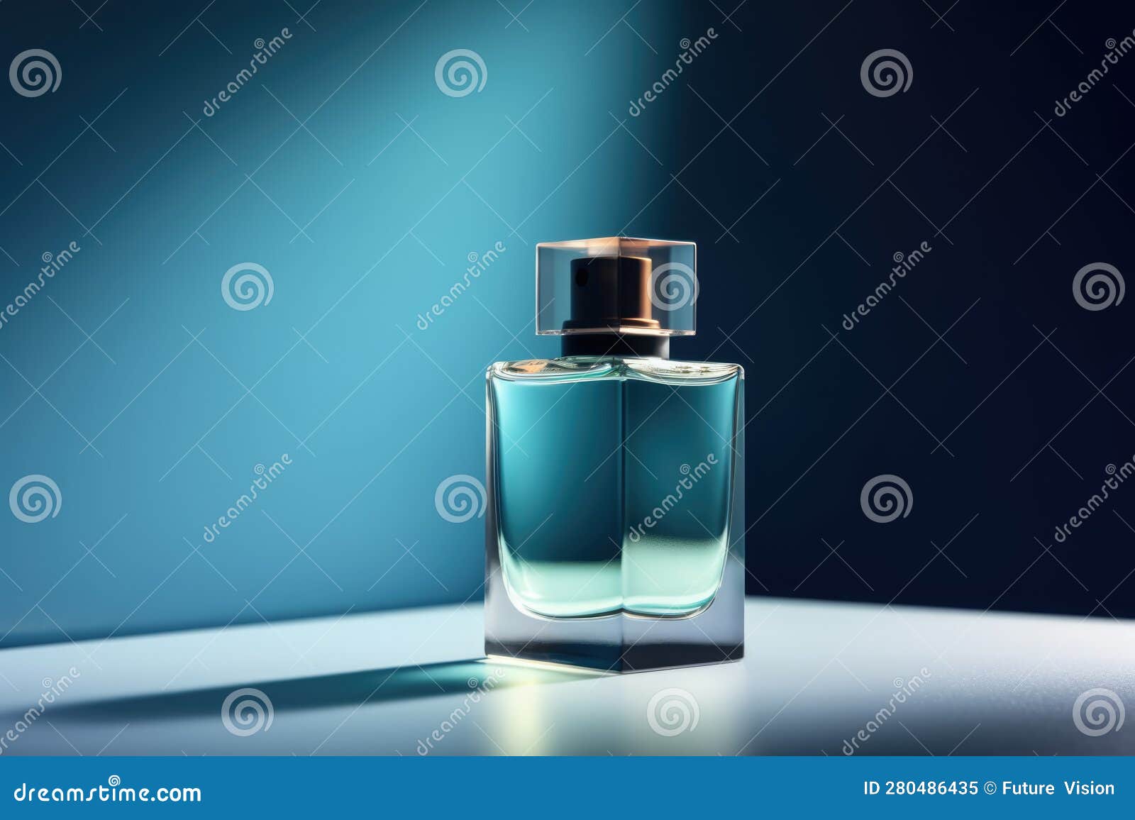 Rectangular Glass Perfume Bottle in Dark Blue Light, Created Using ...