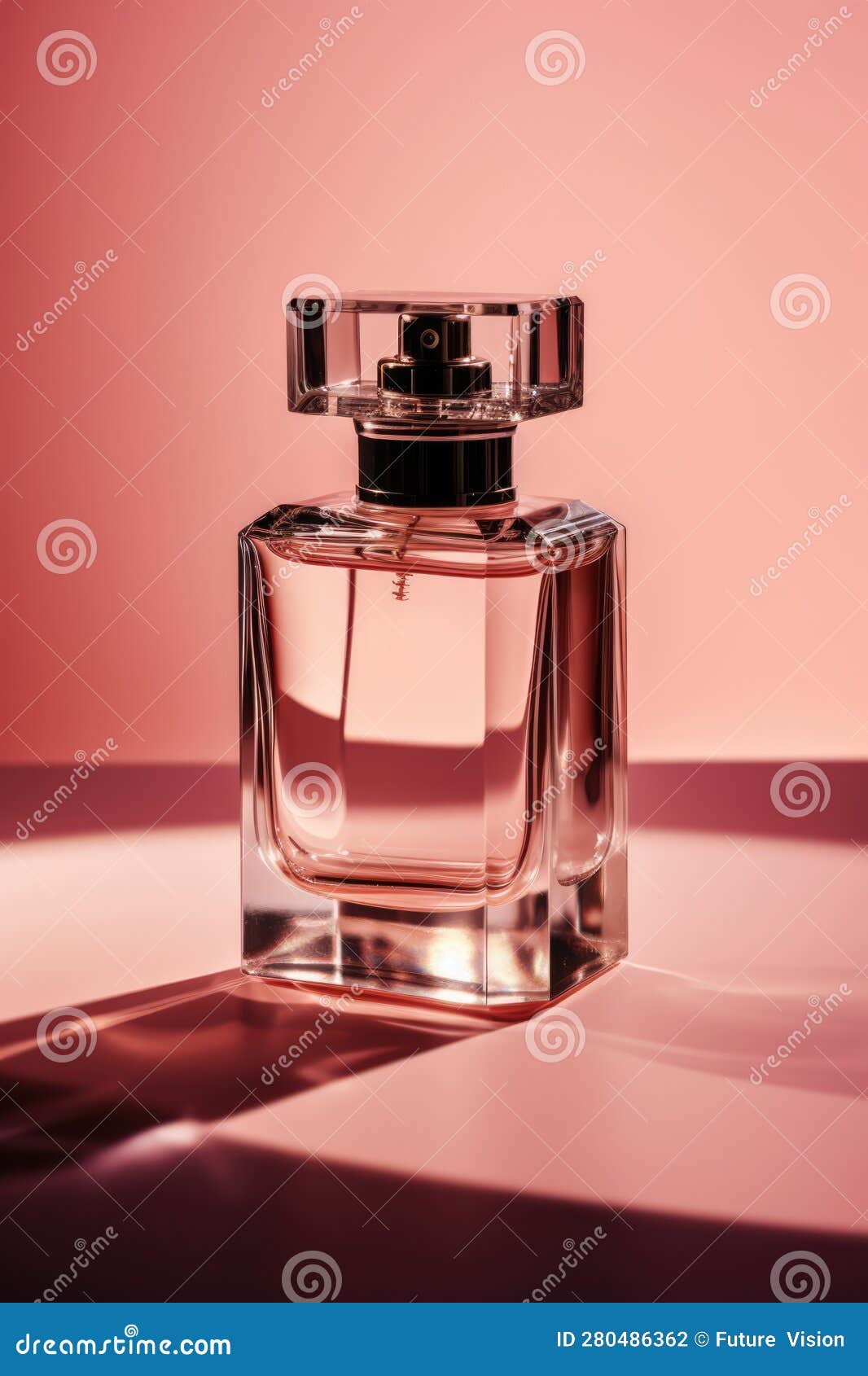 Rectangular Glass Perfume Bottle in Pink Light, Created Using ...