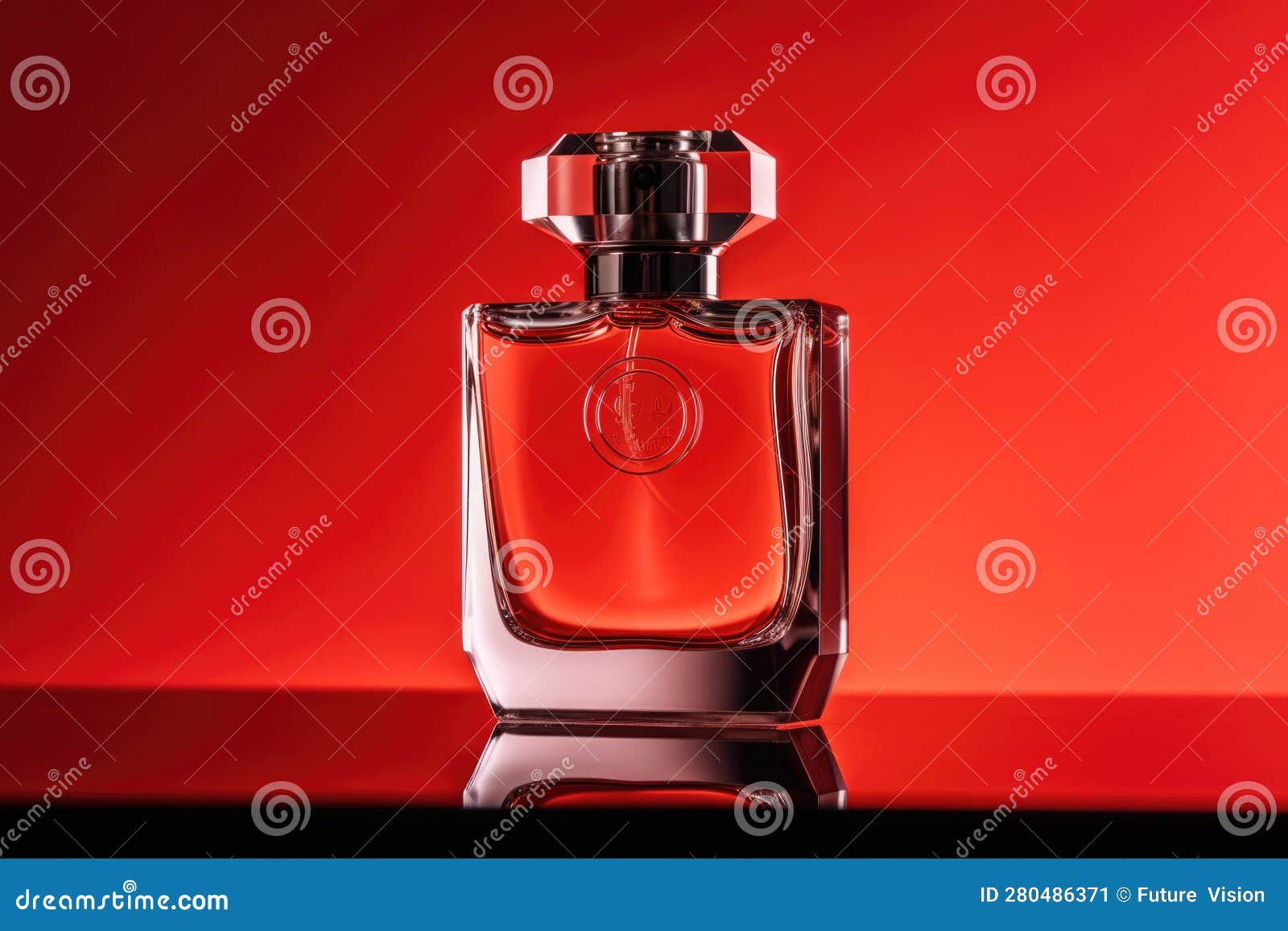 Rectangular Glass Perfume Bottle in Red Light, Created Using Generative ...