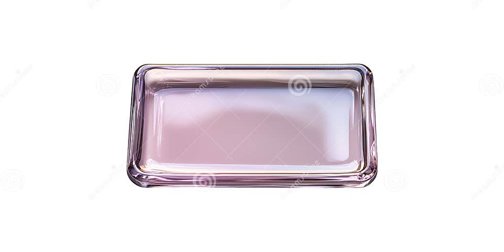 Rectangular Glass Tray with Reflective Surface Isolated on Transparent ...