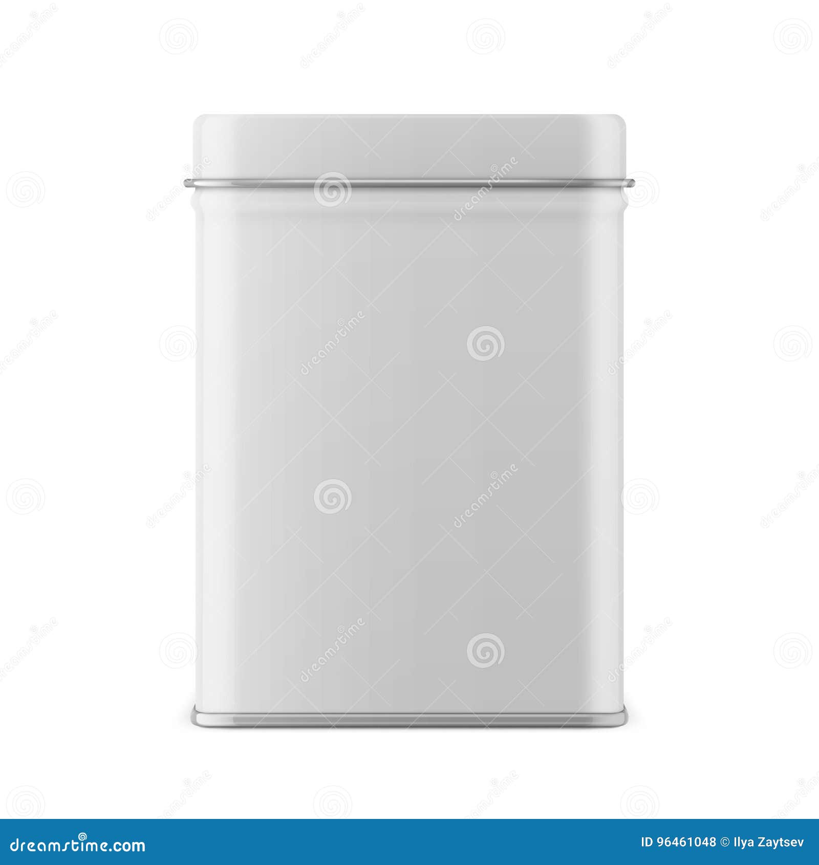 Rectangular Glossy Tin Can Template. Stock Vector - Illustration of ...
