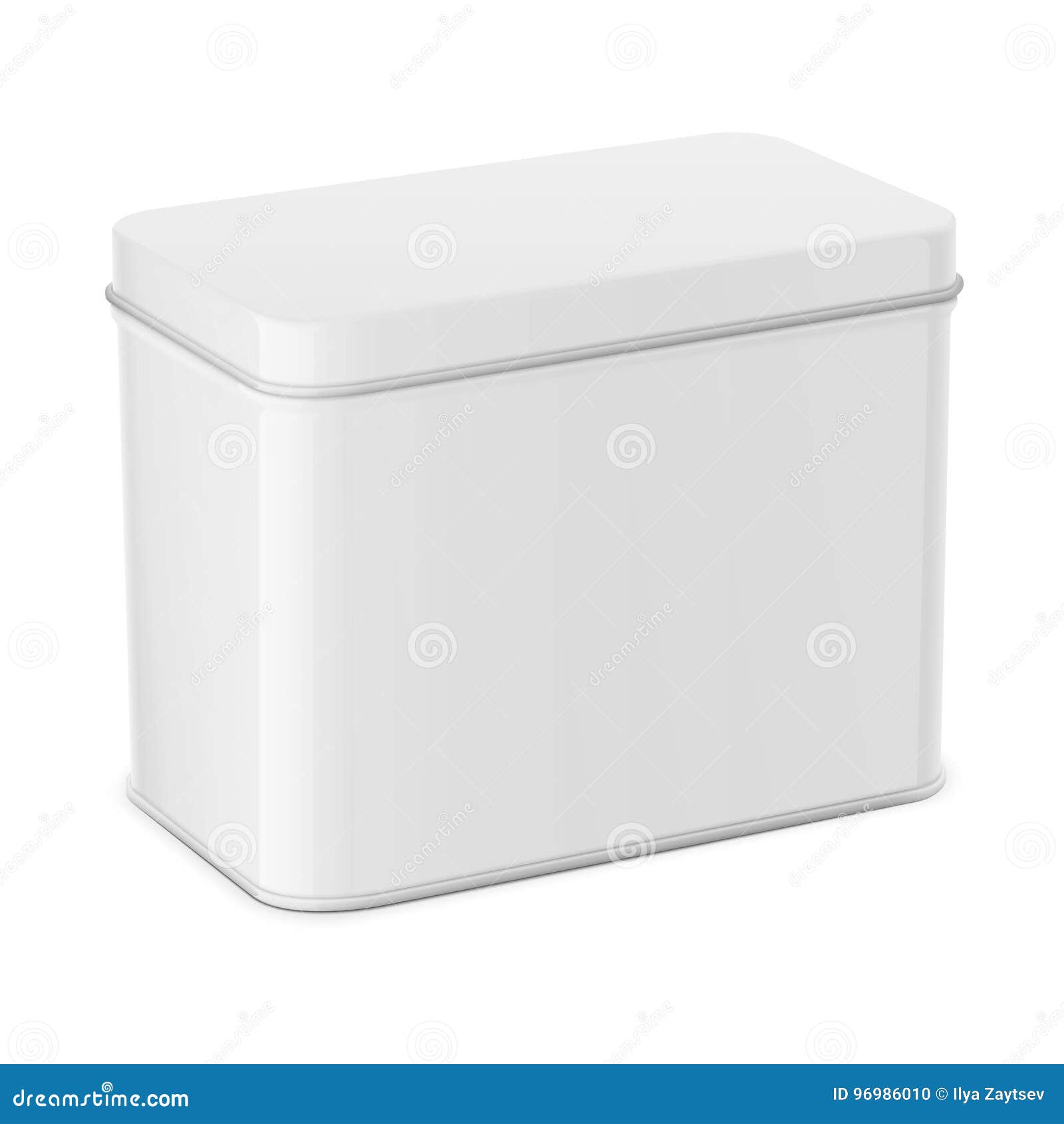 Rectangular Glossy Tin Can Template. Stock Vector - Illustration of ...