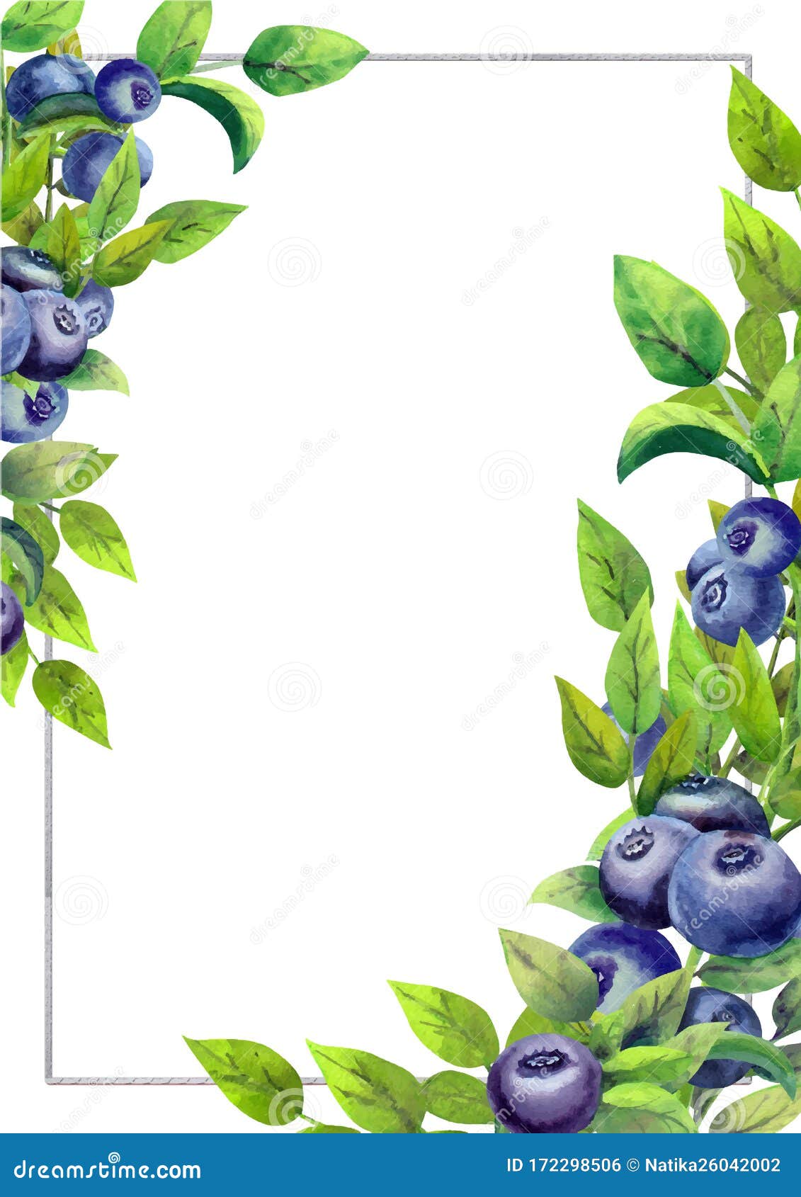 Rectangular Gold Frame with a Composition of Berries and Blueberry ...