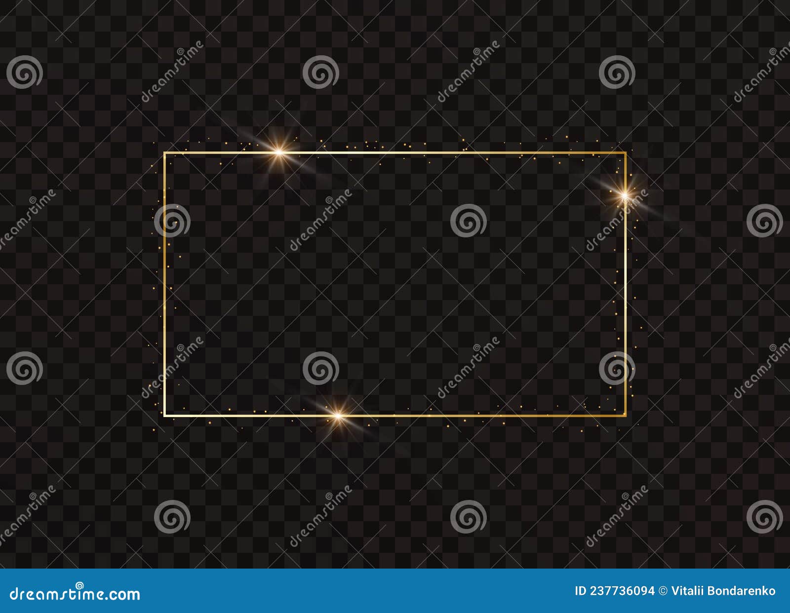 Rectangular Gold Frame with Light Effects. Vector Illustration. Stock ...