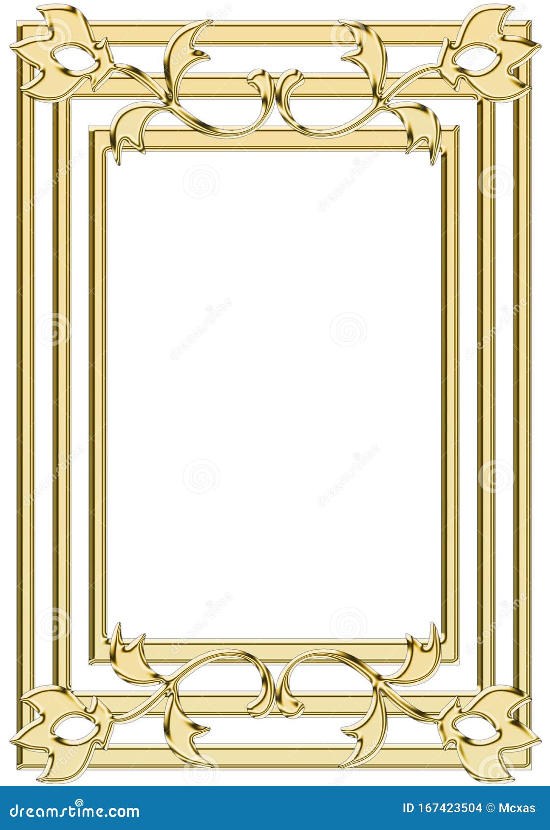 Rectangular Gold Frames 3d Illustration Stock Illustration ...