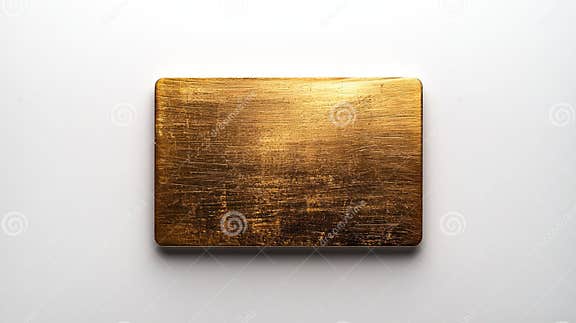 Rectangular Gold Plate with Metallic Finish on White Background Stock ...