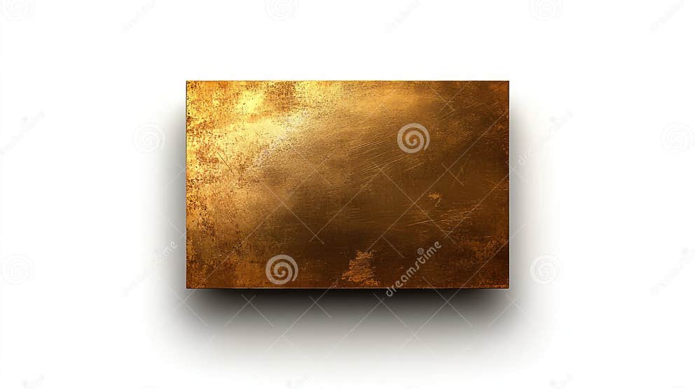 Rectangular Gold Plate with Metallic Finish on White Background Stock ...
