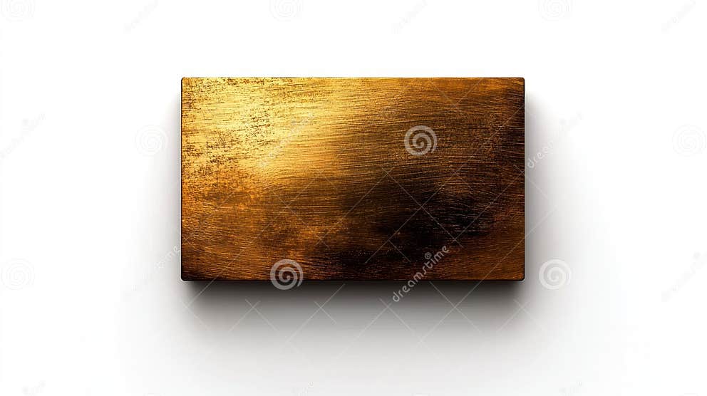 Rectangular Gold Plate with Metallic Finish on White Background Stock ...