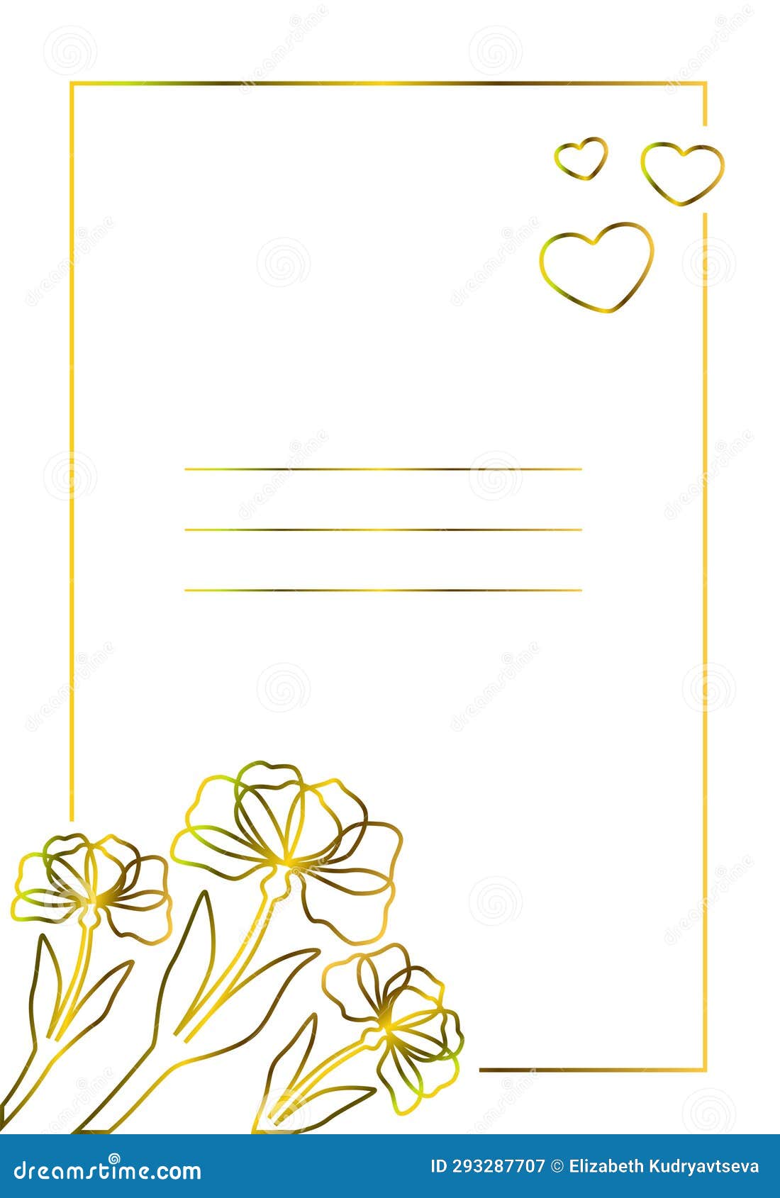 Rectangular Gold Postcard with Place for Text with Contour Colors in ...