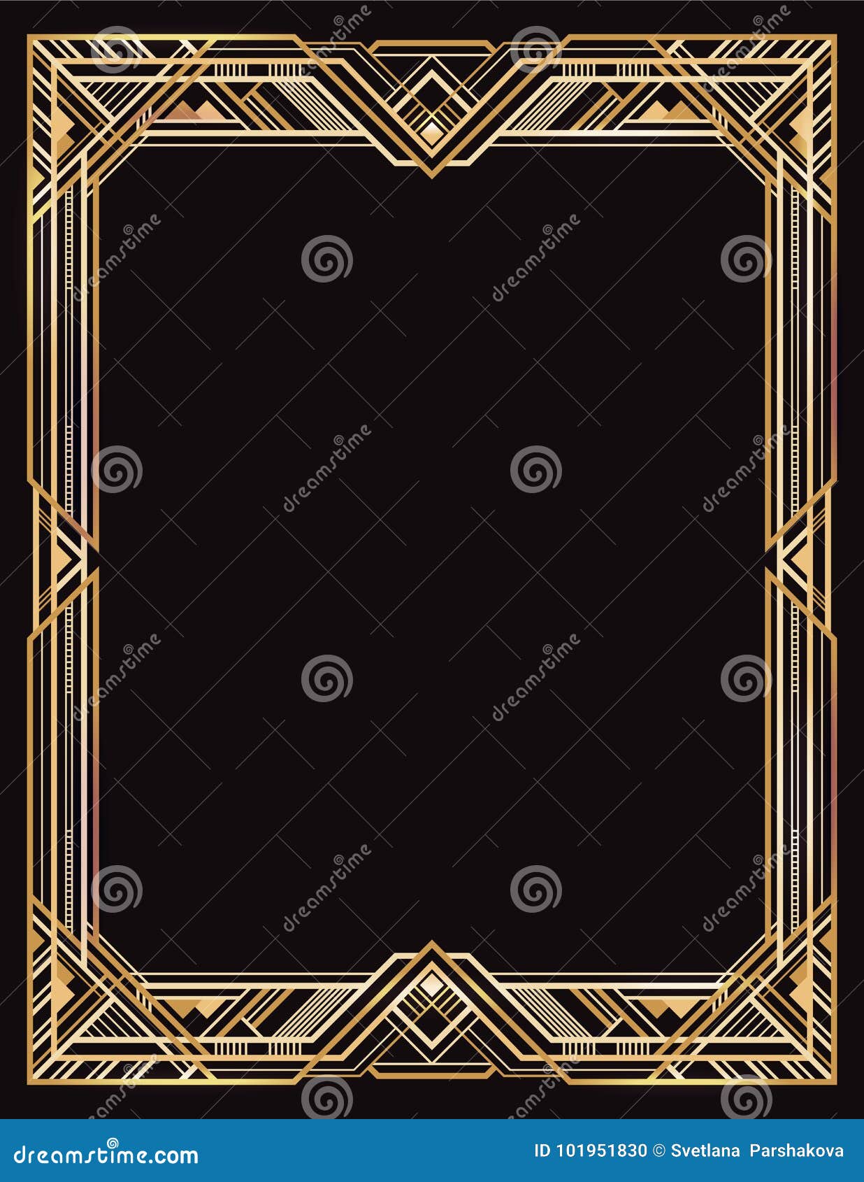 Rectangular Golden and Black Retro Frame Stock Vector - Illustration of ...