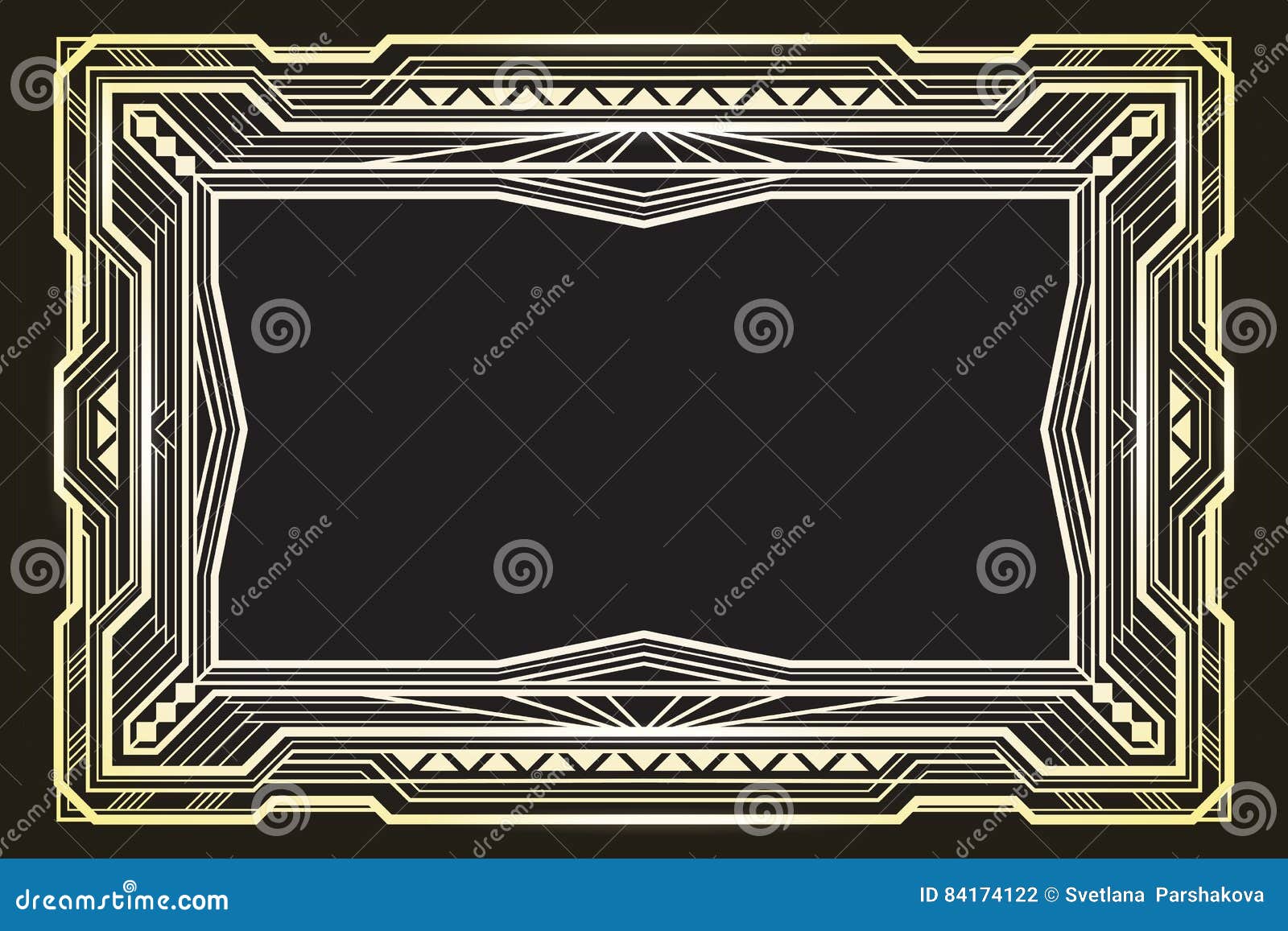 Rectangular Golden Retro Frame Stock Vector - Illustration of style ...