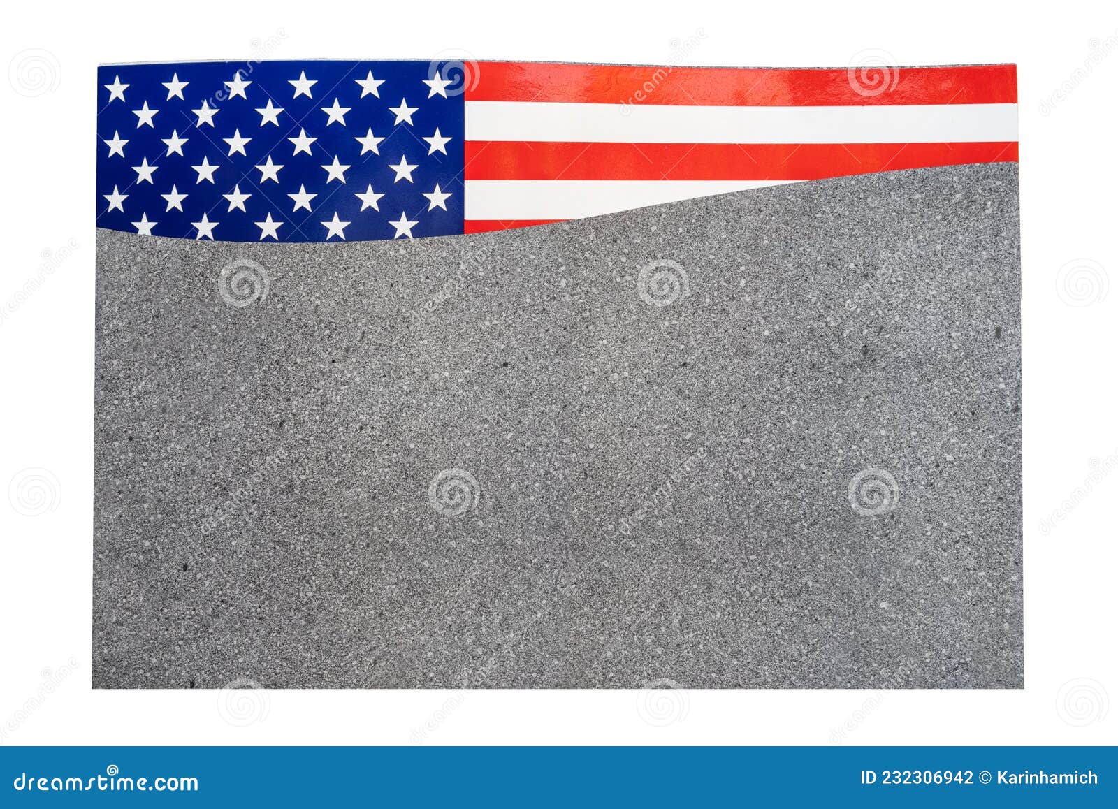Rectangular Granite Stone Slab with American Flag on White Background ...