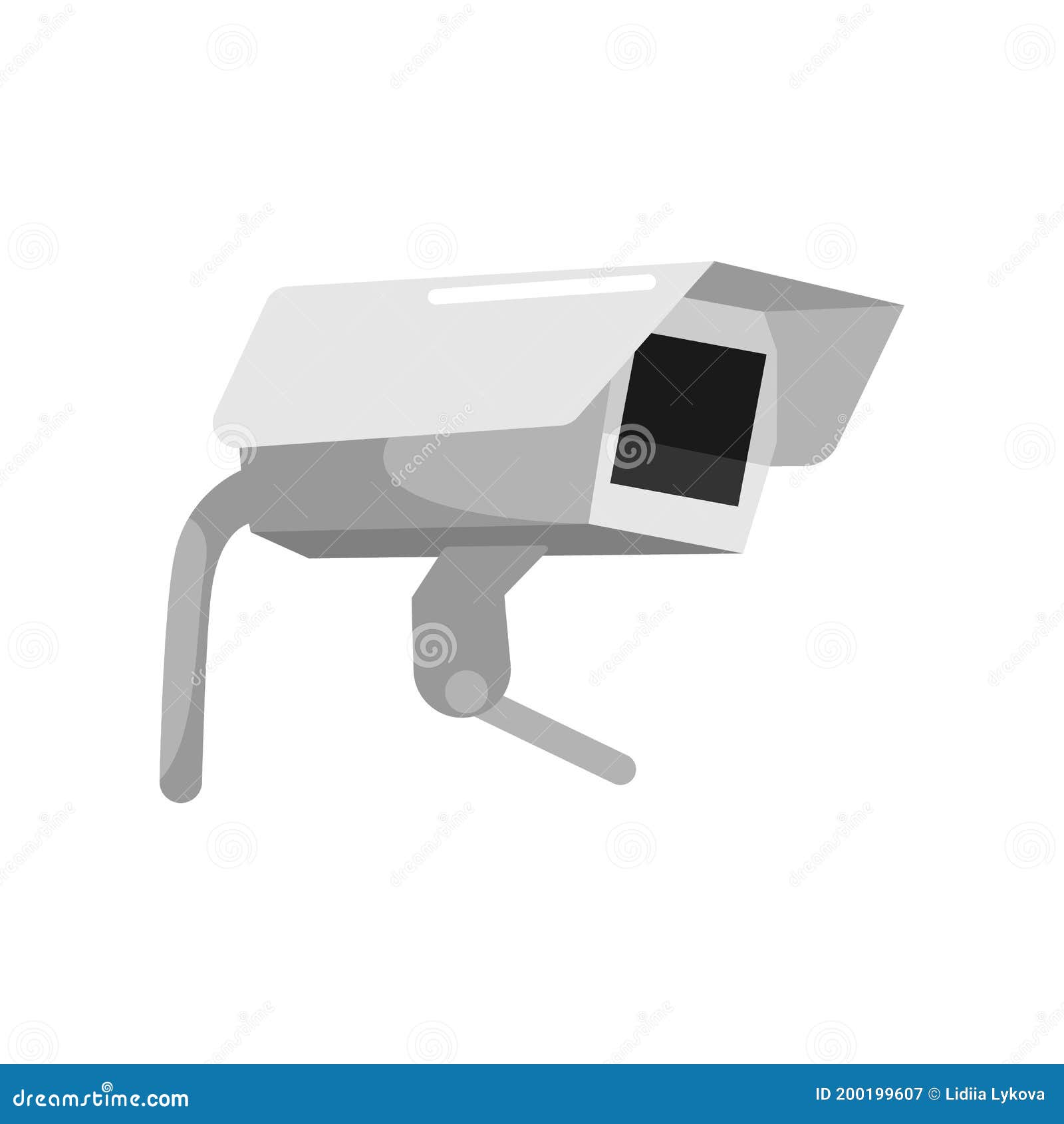 Rectangular Gray CCTV Camera on White Backdrop. Equipment Surveillance ...