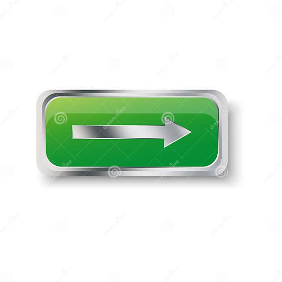 Rectangular Green Arrow Button for Web Design. Vector Illustration ...