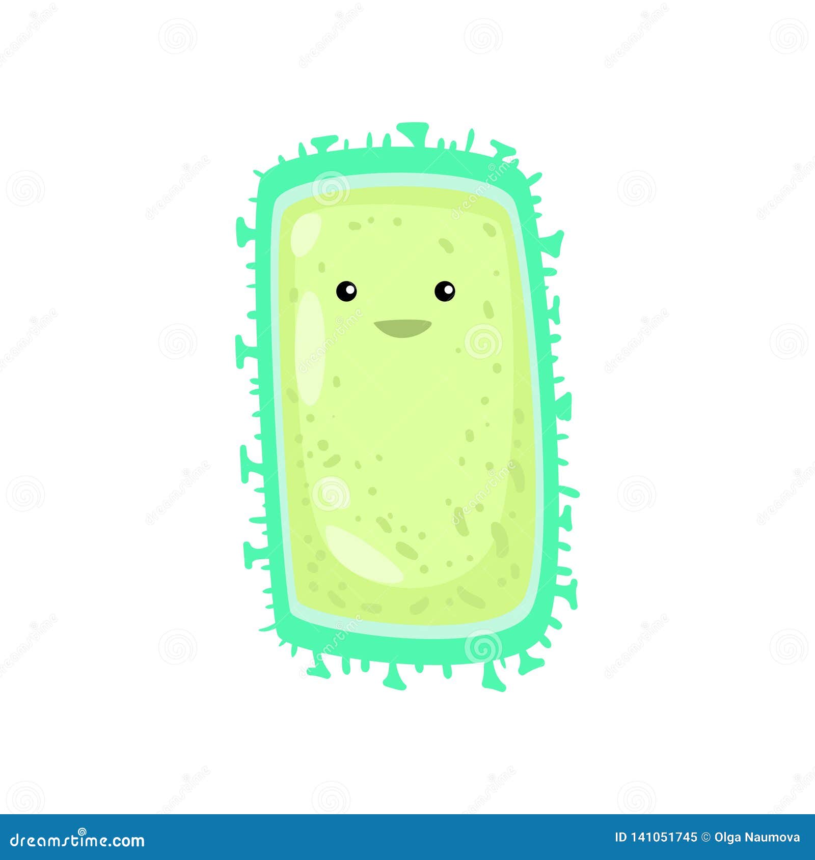 Rectangular Green Bacterium Or Virus With Short Legs Around The ...