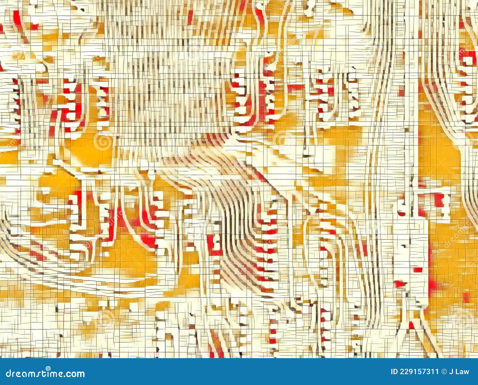 Rectangular Grid Plan of the City of the Future in Red and Gold Stock ...