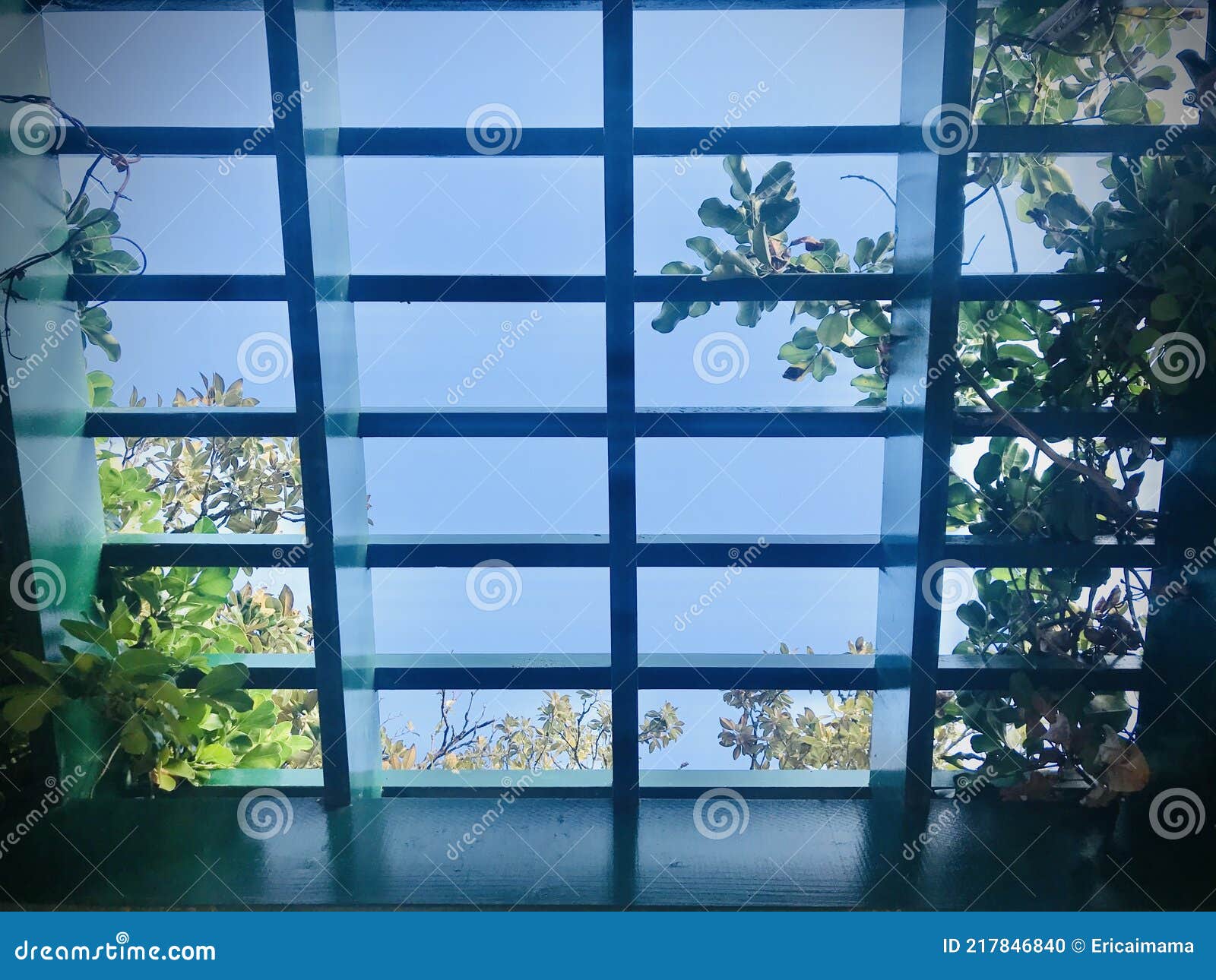 Rectangular Grid Skylight with Blue Sky Background. Stock Photo - Image ...