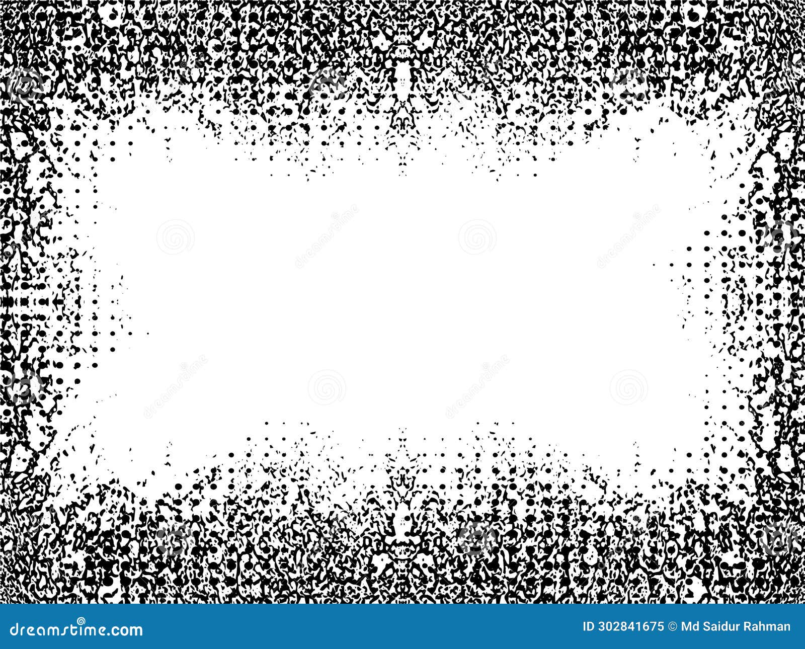 Black and White Halftone Frame on a White Background, Grunge Border ...