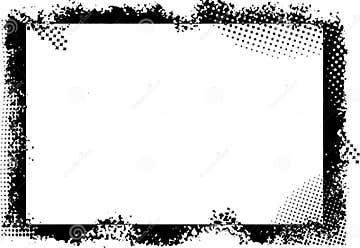Black and White Frame Border, Black and White Frame, Grunge Halftone ...