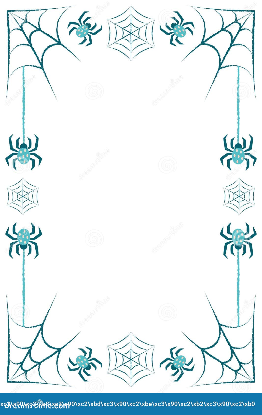 Rectangular Halloween Frame with Spiders and Spider Webs Stock Vector ...