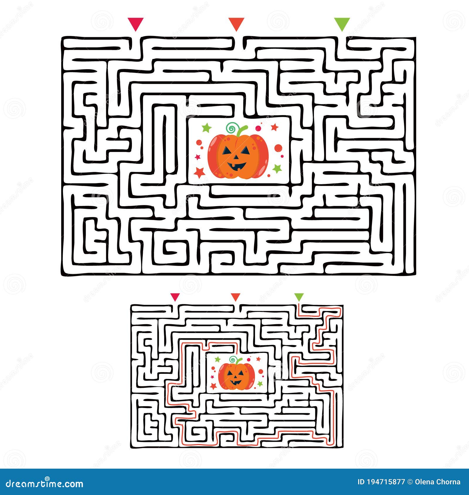 Rectangular Halloween Maze Labyrinth Game for Kids. Labyrinth Logic ...