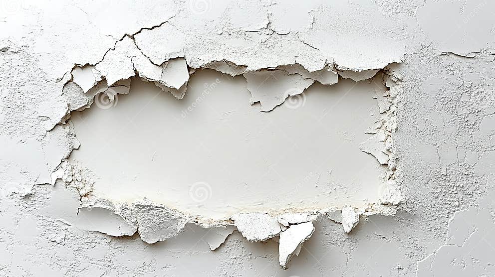 Rectangular Hole in a Cracked White Wall, Creating a Frame Stock ...