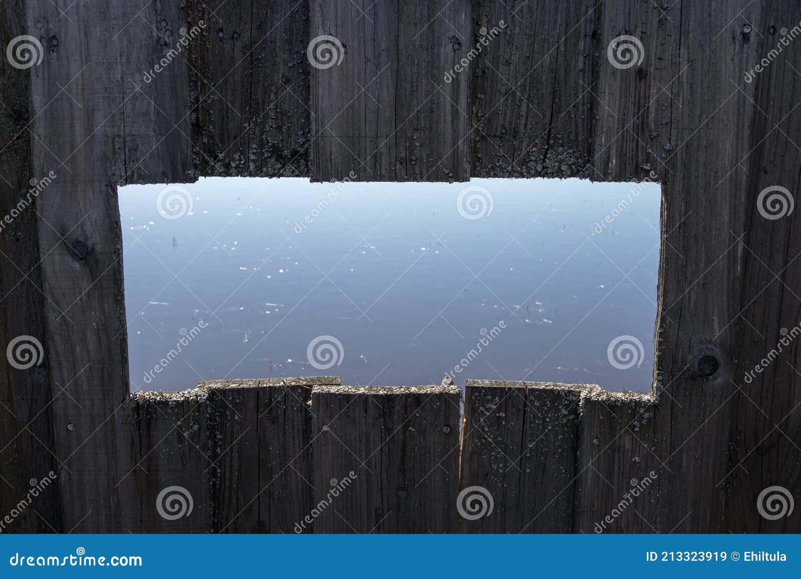 Rectangular Hole Cut in Wooden Fence Stock Image - Image of shape ...