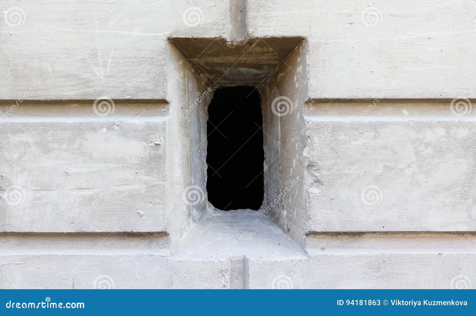 A Rectangular Hole in the Wall. Closeup Stock Image - Image of concrete ...