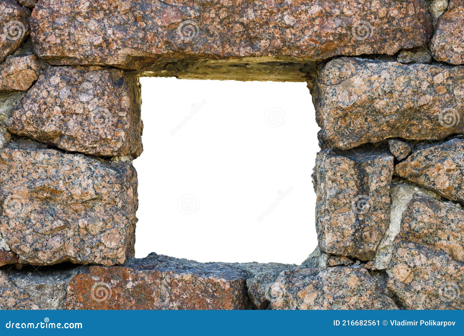 Rectangular Hole in the Wall Made of Natural Stone Stock Image - Image ...