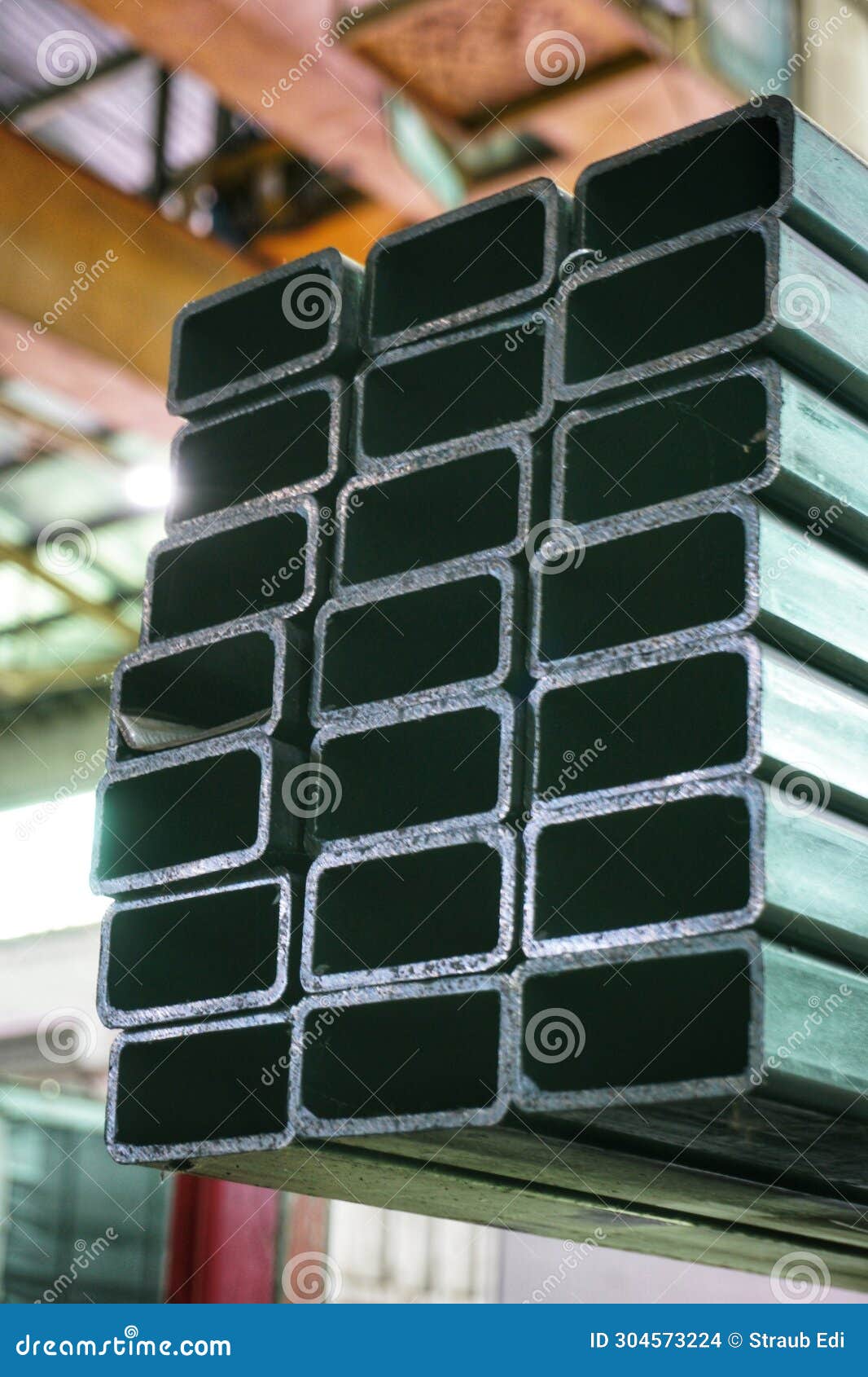Rectangular Hollow Section Steel Bundle in a Warehouse Stock Photo ...