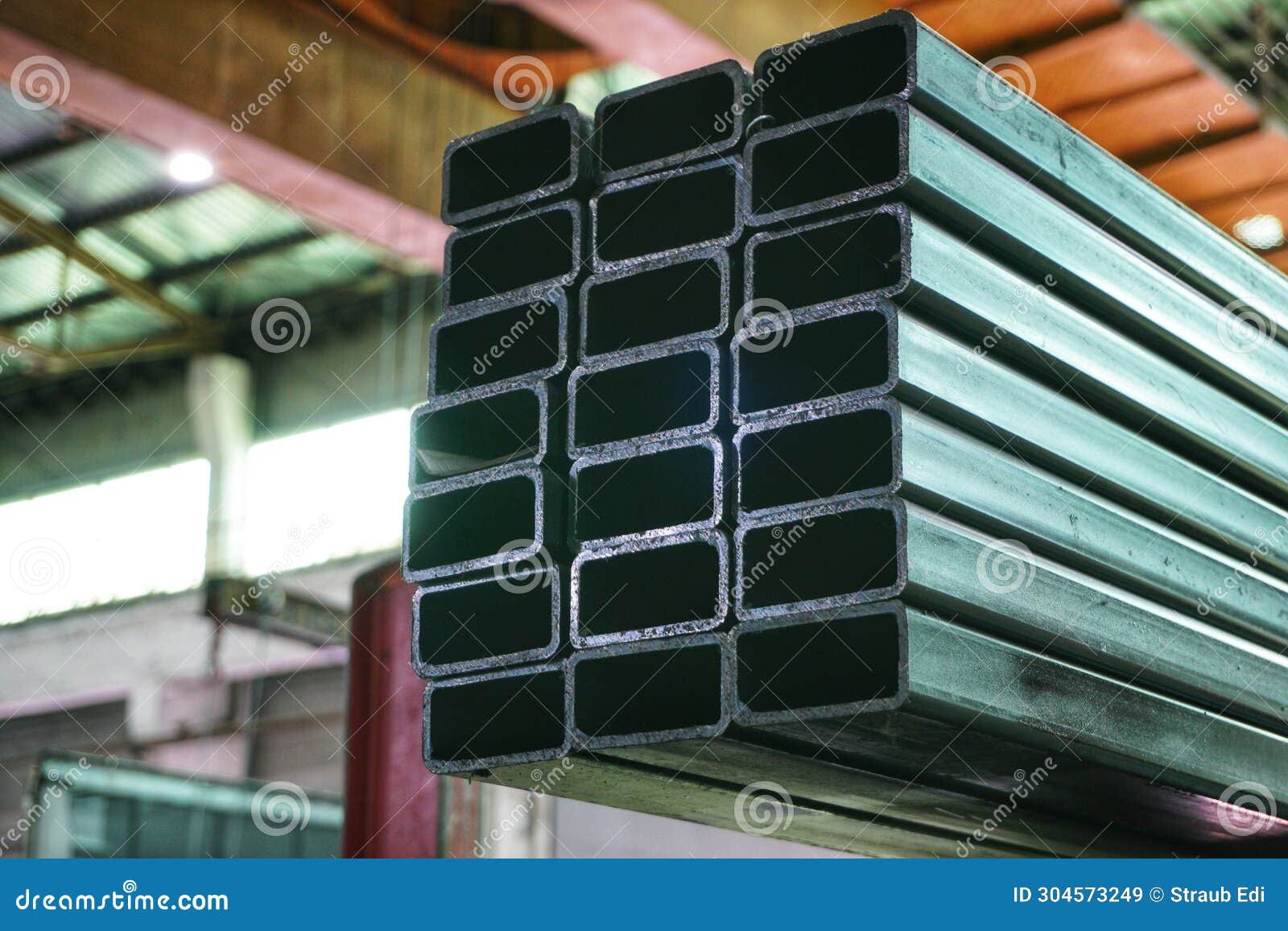 Rectangular Hollow Section Steel Bundle in a Warehouse Stock Image ...