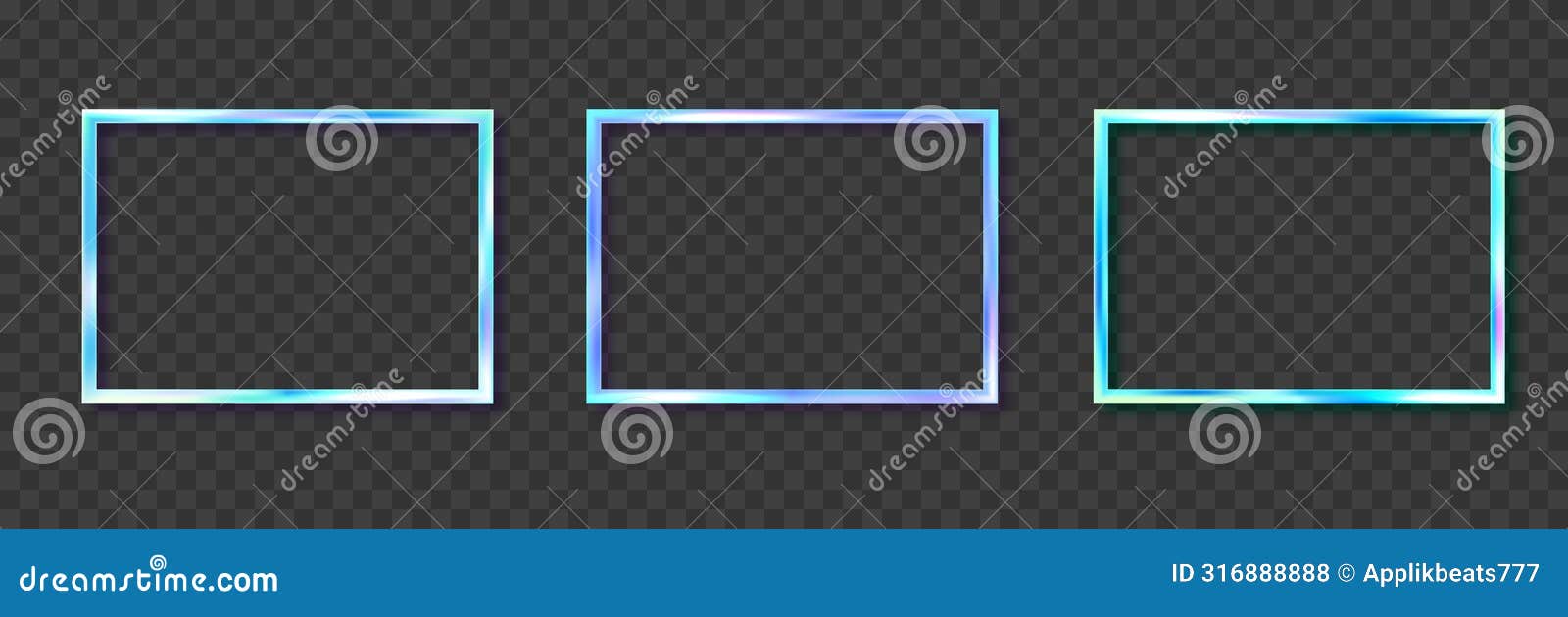 Rectangular Holographic Frames Set. Crystal Refraction Frame Stock ...