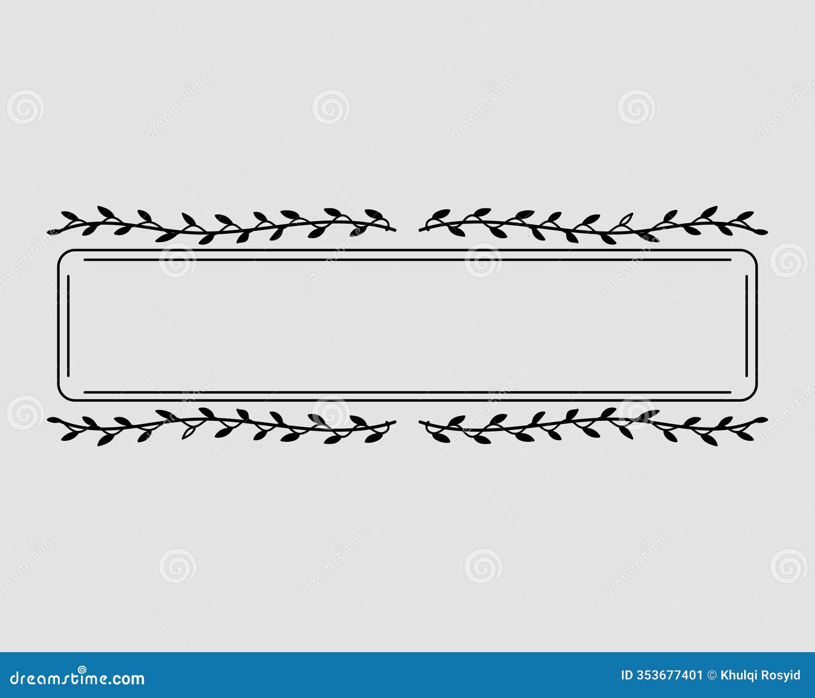 Rectangular Horizontal Doodle Branch Frame with Round Leaves Background ...