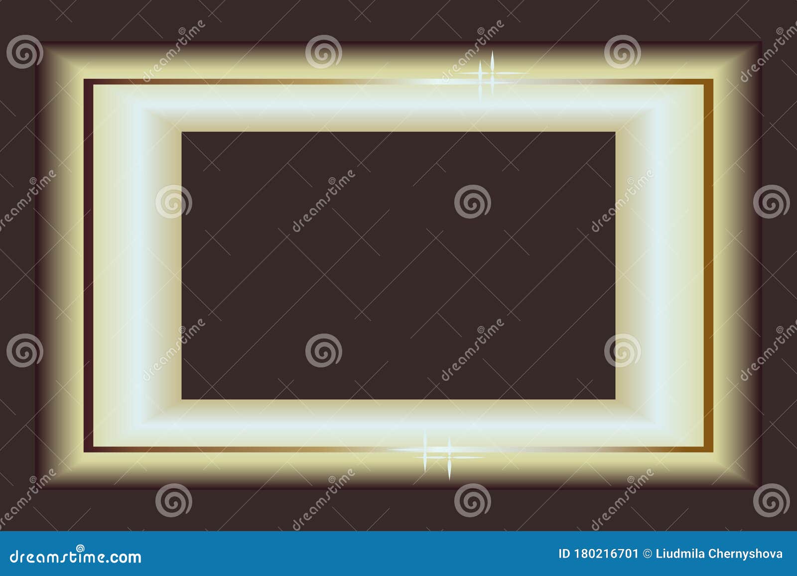 Rectangular Horizontal Golden Wide Frame. Gradient Metallic Shine ...