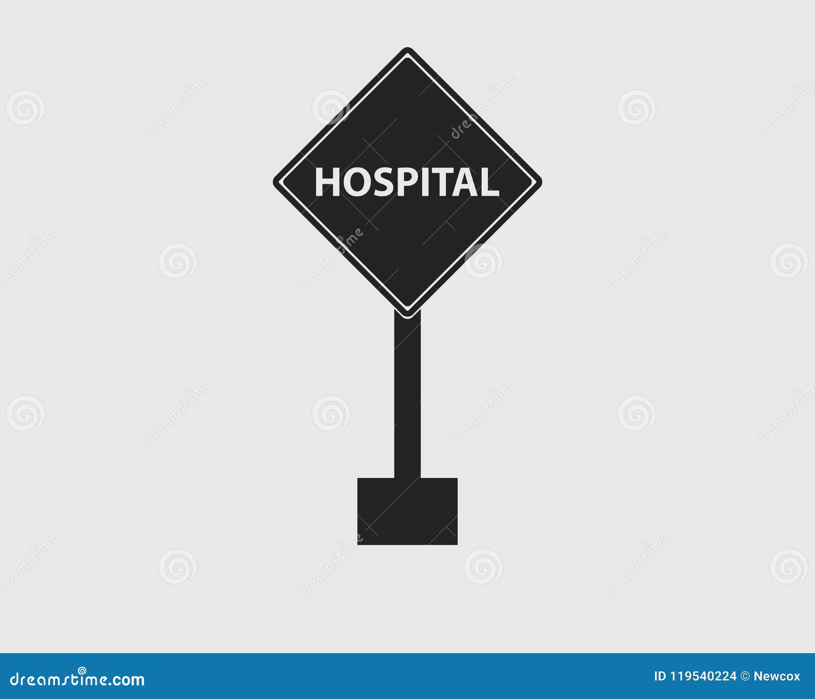 Rectangular Hospital Sign of Highway with Gray Background. Stock Vector ...