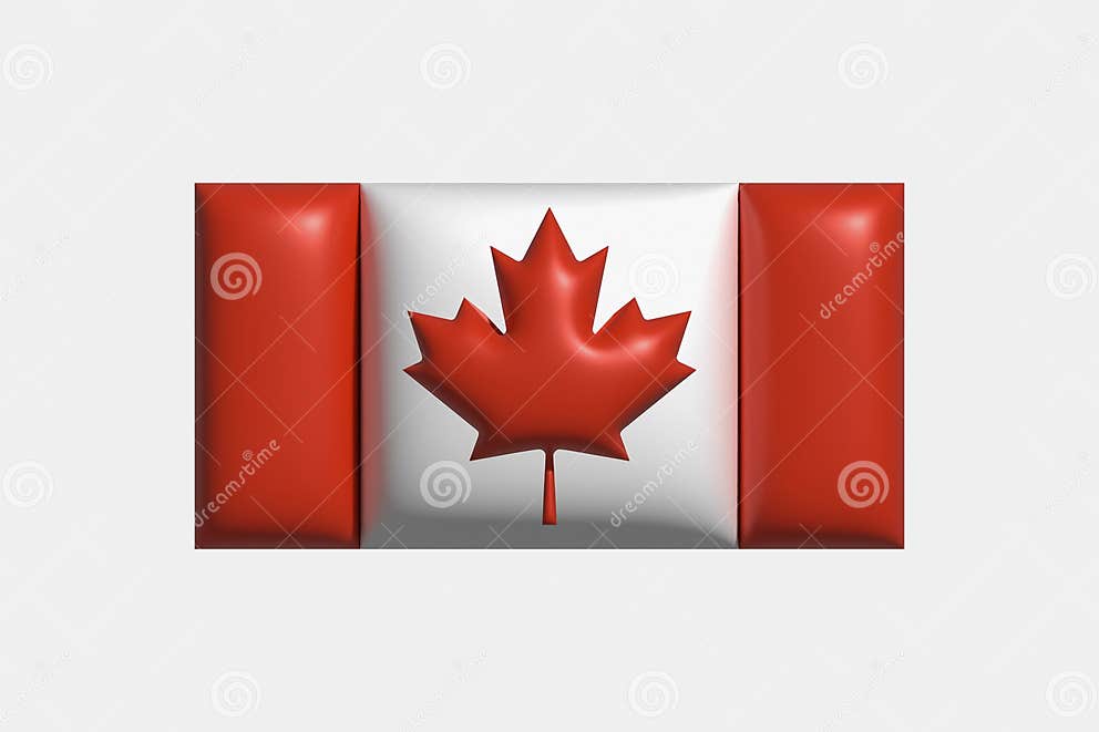 Rectangular Inflated Flag of Canada, Button, Icon, Emblem. Stock ...