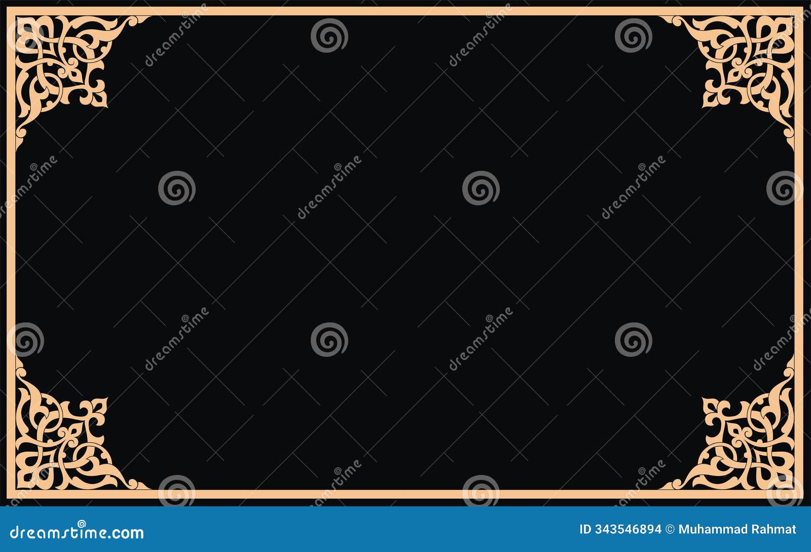Rectangular Islamic Frame Border, Arabic Ornament, Black Color ...
