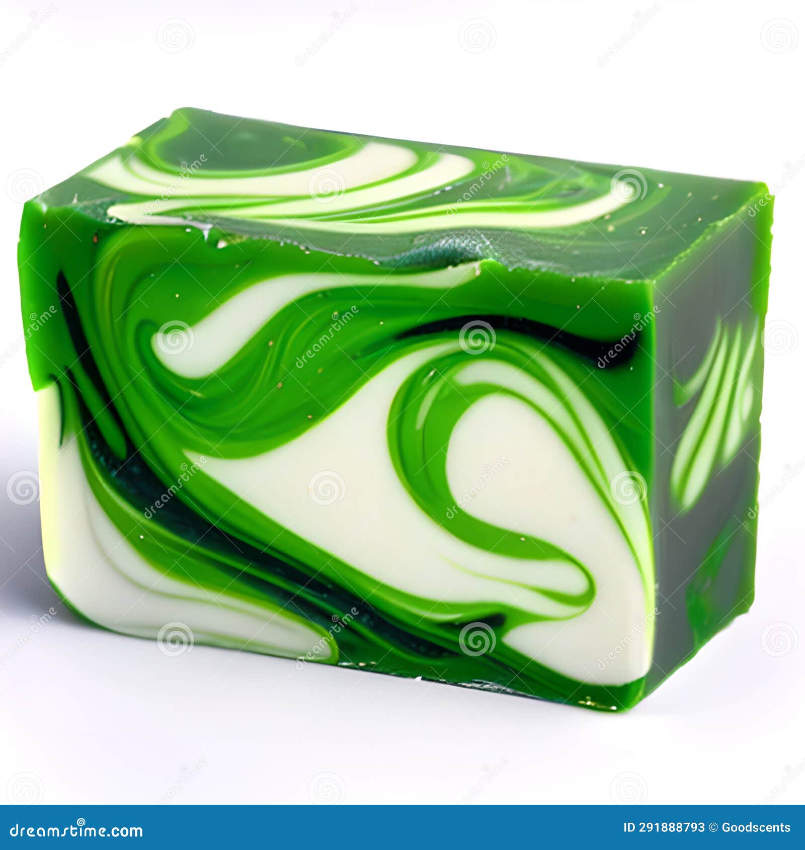 A Rectangular Isolated Bar of Handmade Soap Featuring Green, Black and ...