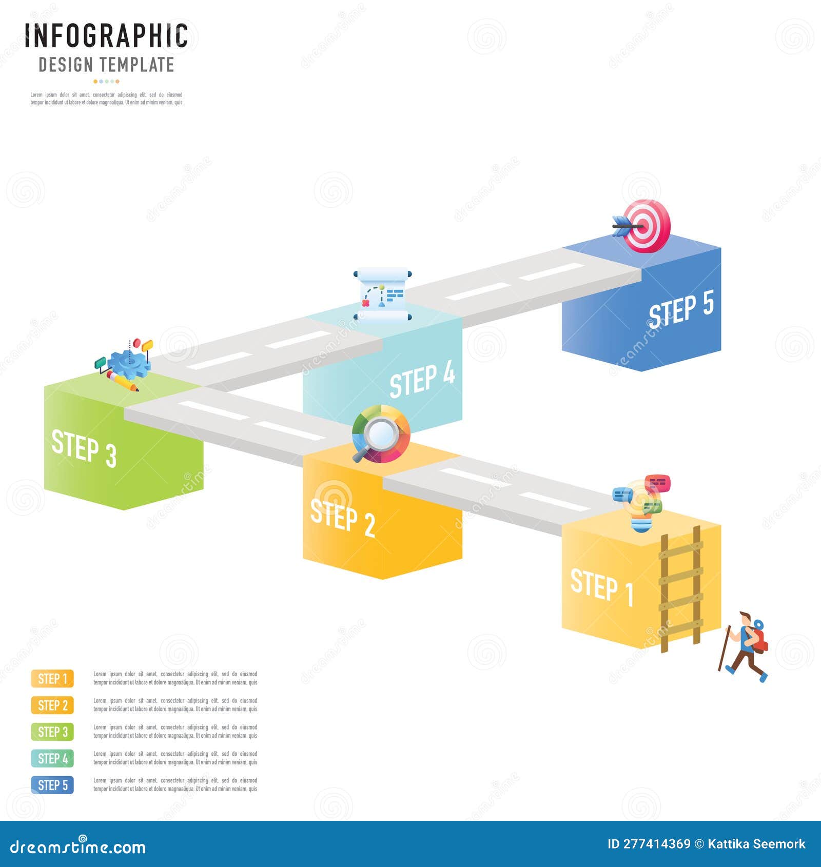 Rectangular Isometric Roadmap Infographic for Business Presentation ...