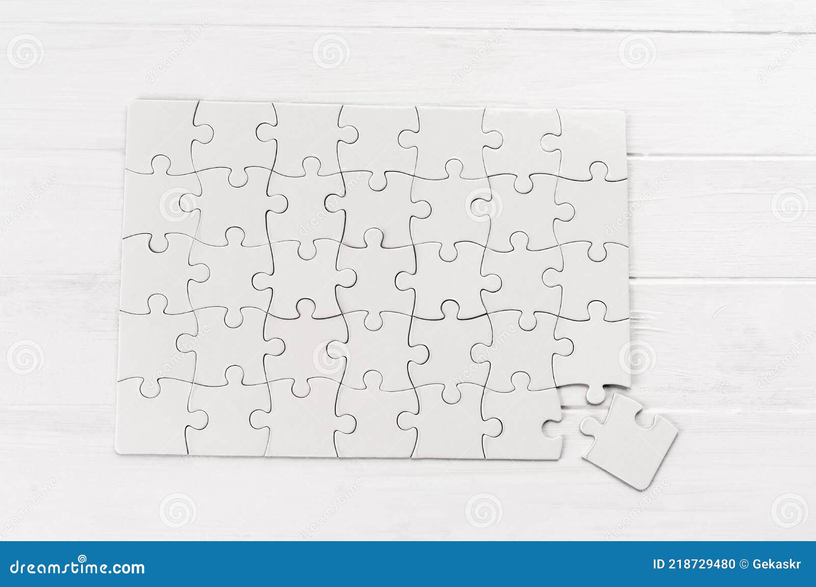 Rectangular jigsaw puzzle stock photo. Image of solution - 218729480