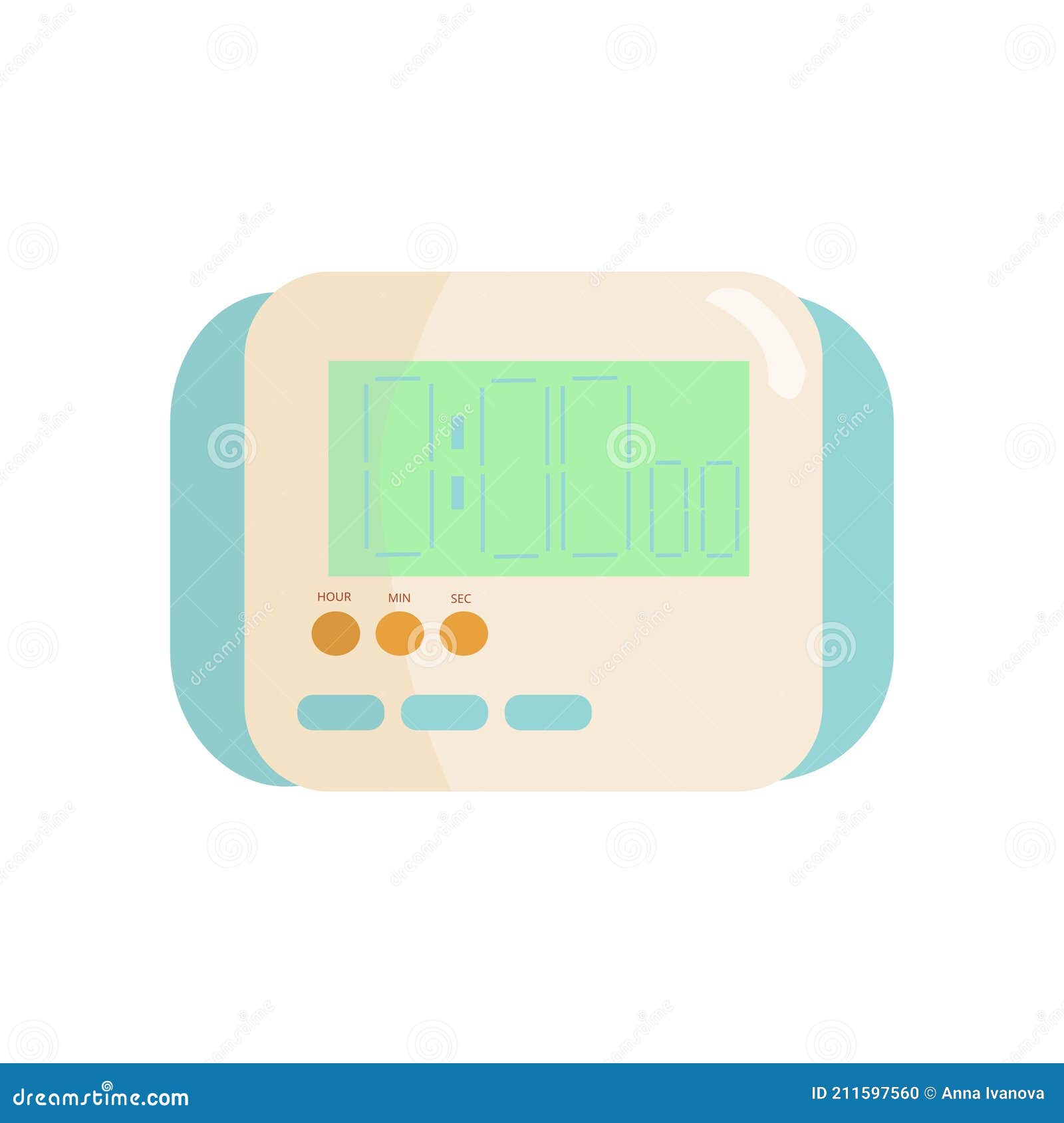 Rectangular Kitchen Timer Cartoon Icon Vector Illustration Stock Vector ...