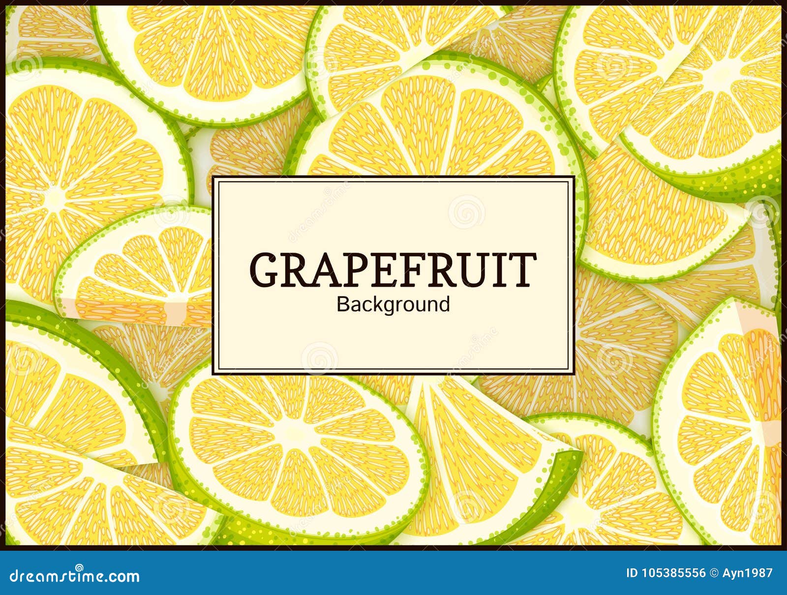 Rectangular Label on Citrus Grapefruit Background. Vector Card ...