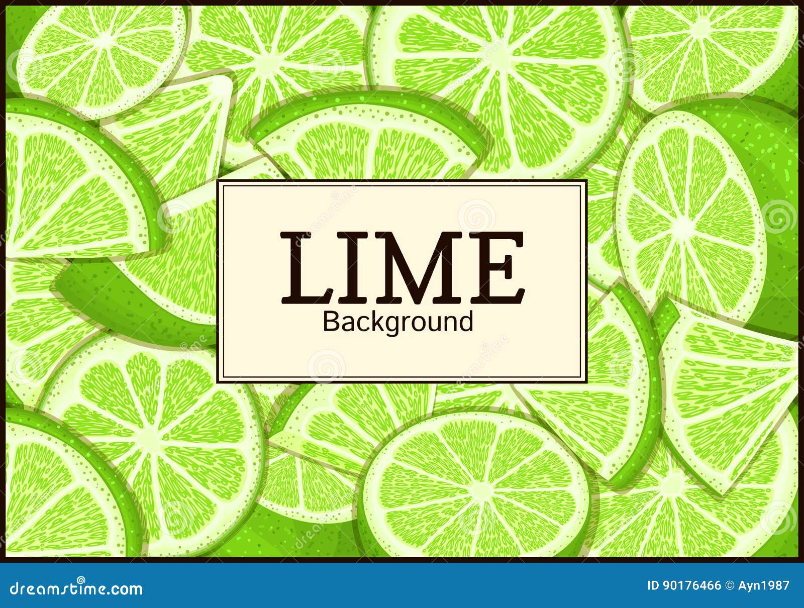 Rectangular Label on Citrus Lime Background. Vector Card Illustration ...