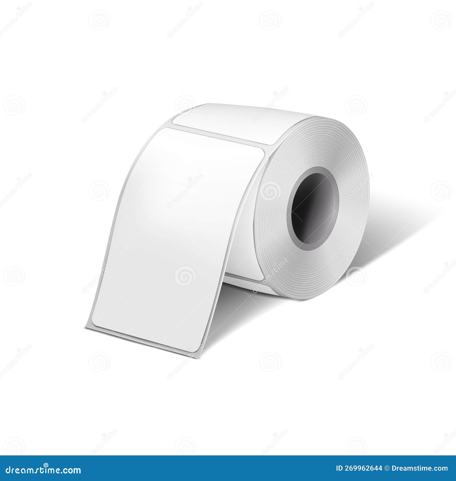 Rectangular Label Sticker Roll Vector Mock-up. Blank Adhesive Labels on ...
