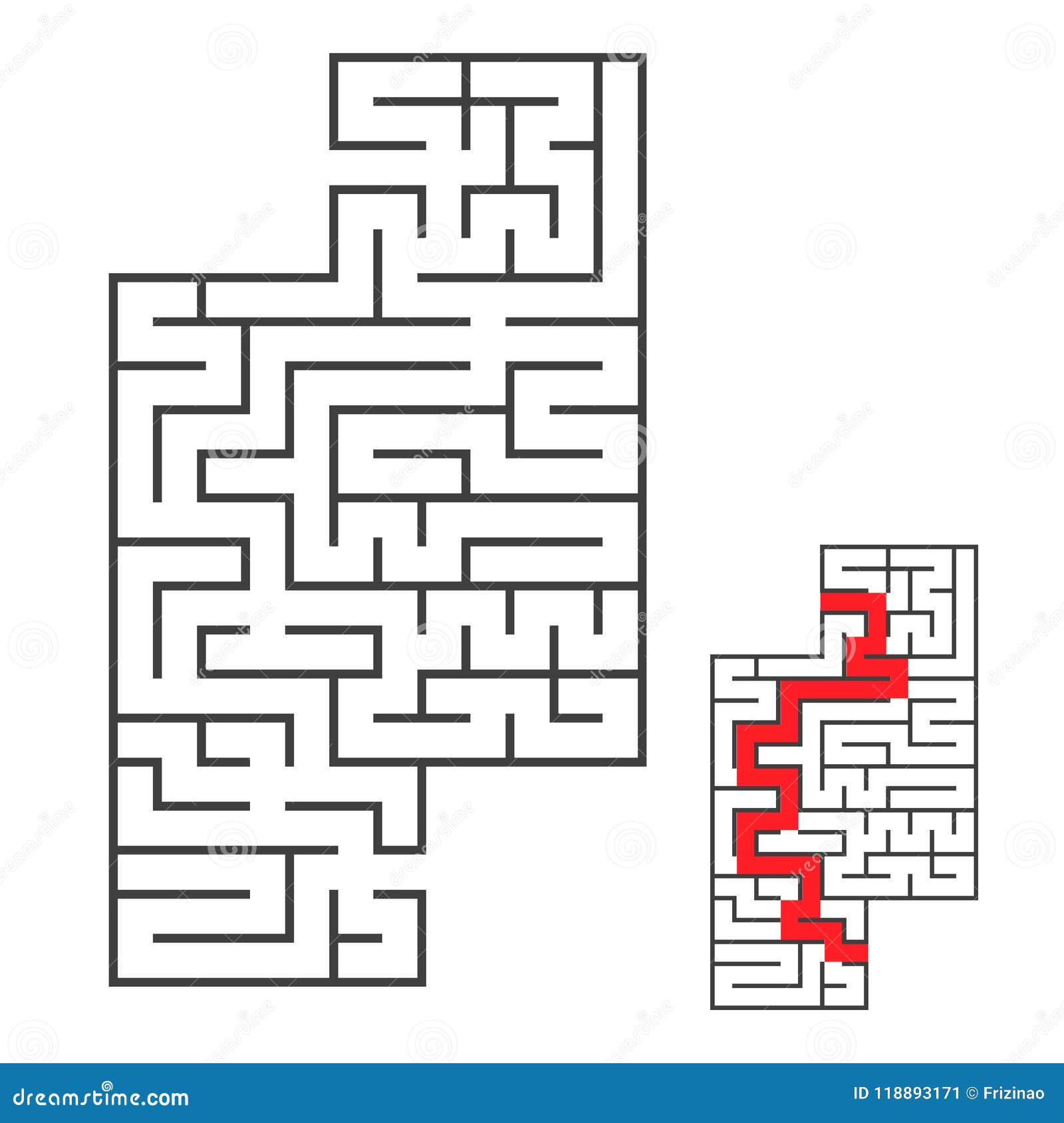Rectangular Labyrinth with an Input and an Exit. Simple Flat Vector ...